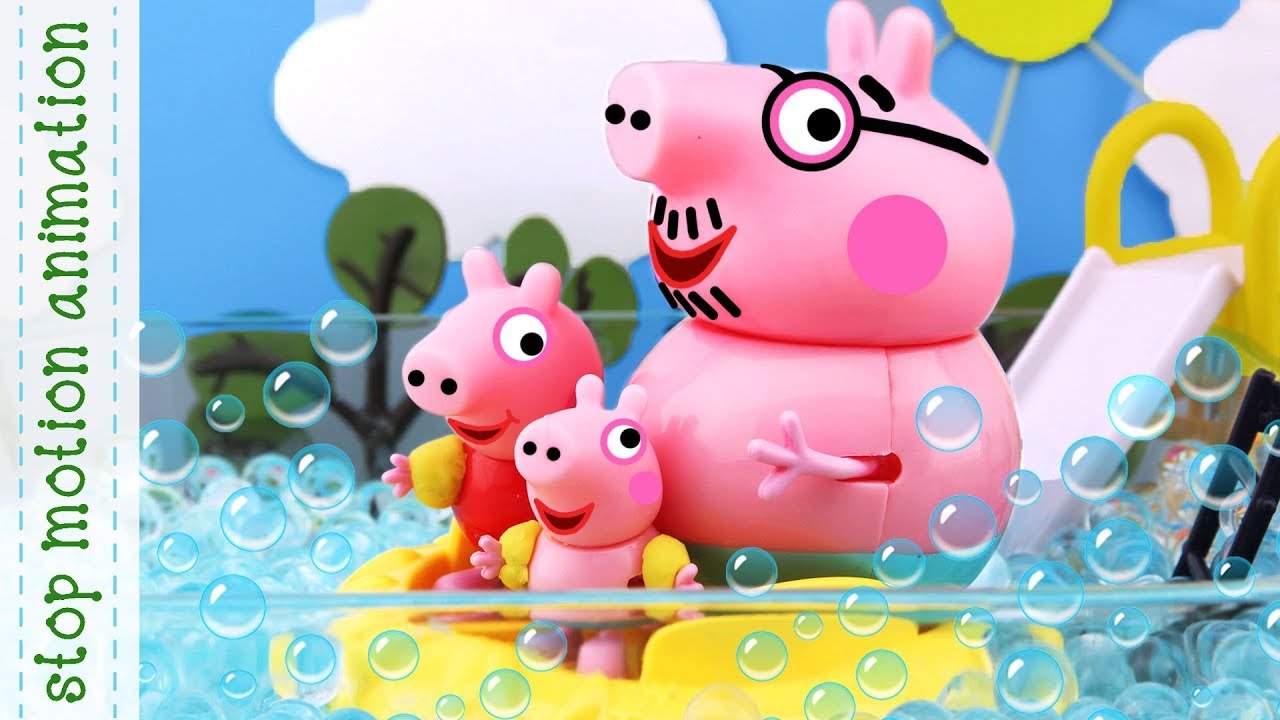 Swimming pool after the thunderstorm. Peppa Pig stop motion movie. new ...