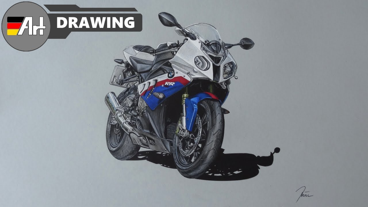 How I draw a motorcycle (BMW S1000RR) - speed drawing - YouTube
