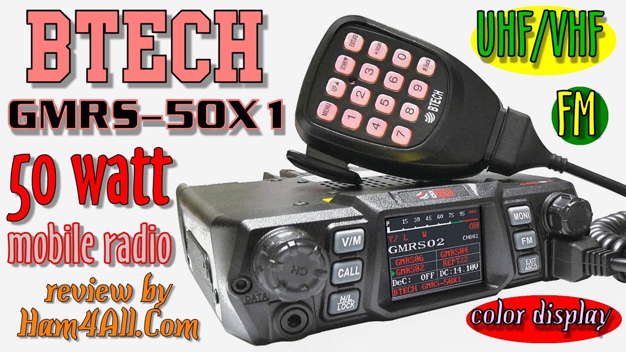BTECH GMRS-50X1 - Dedicated 50 Watt GMRS radio Review! - YouTube