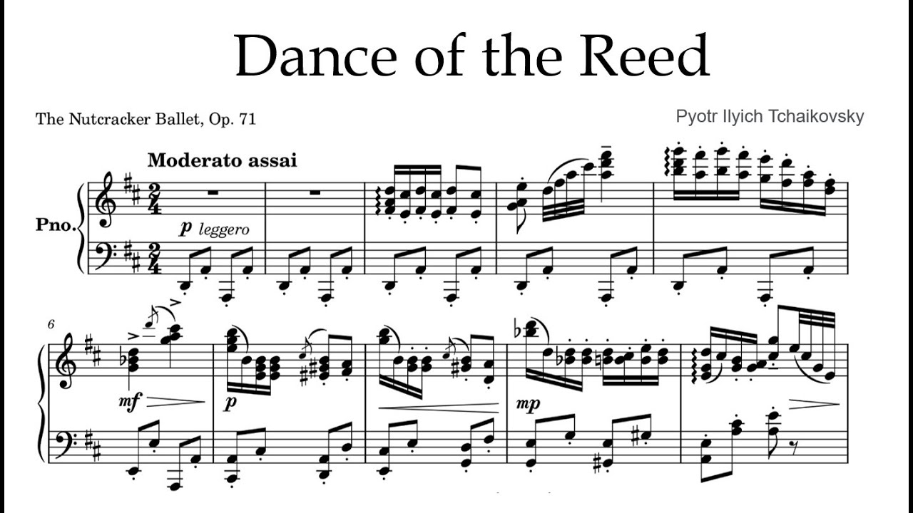 Dance of the Reeds Piano sheet - Pyotr Ilyich Tchaikovsky - YouTube