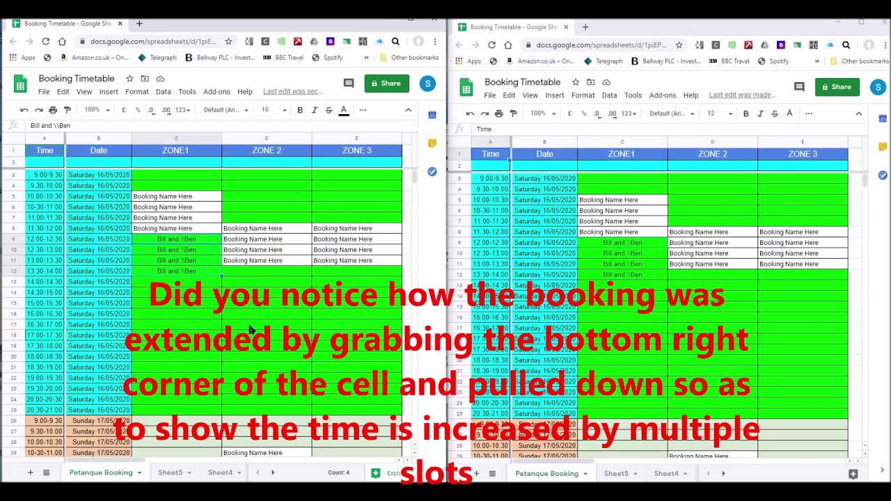FREE BOOKING TIMETABLE Free Googlesheets spreadsheet template for you ...