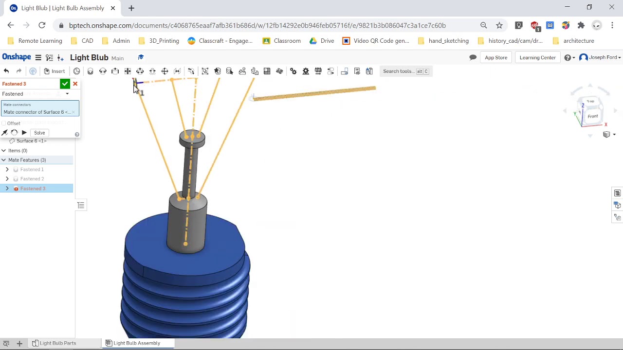 Onshape; Light bulb Project Assembly p6 - YouTube