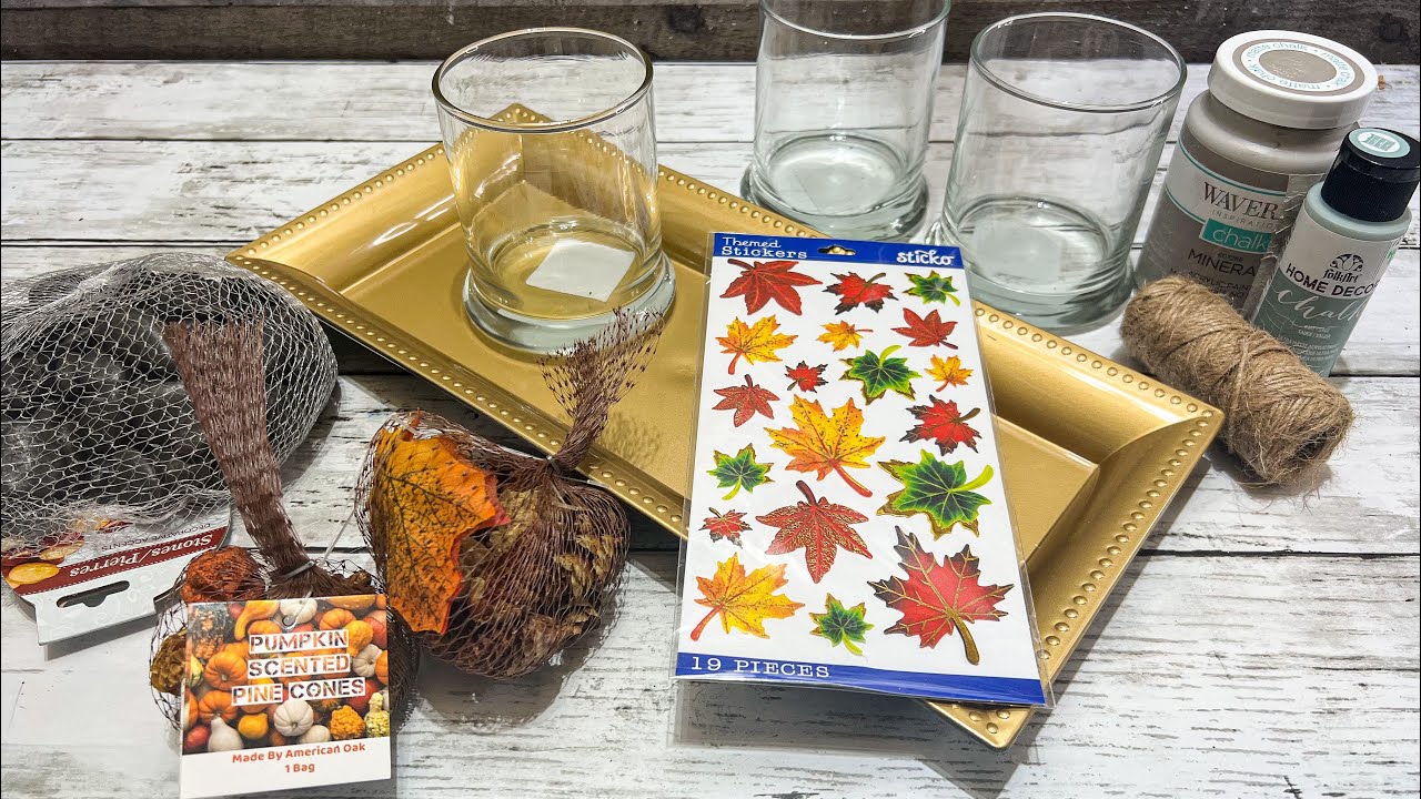Beautiful Fall Centerpiece || Using Dollar Tree Supplies & Stickers [ 1 ...