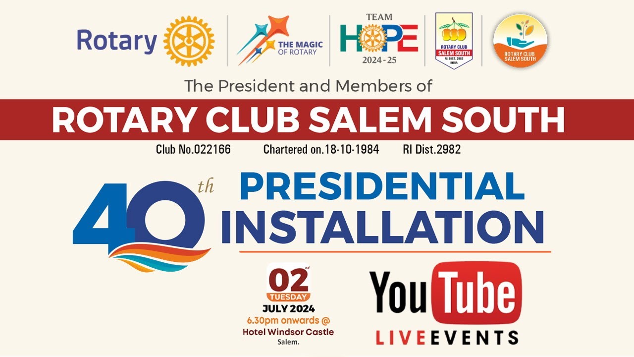 ROTARY CLUB SALEM SOUTH - 40th PRESIDENTIAL INSTALLATION - LIVE ...