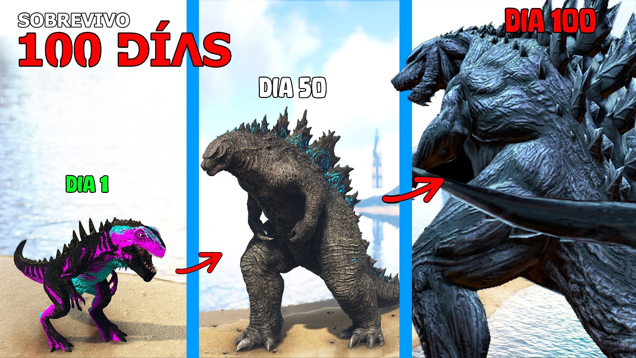 SOBREVIVO 100 DIAS como GODZILLA EARTH en ARK HARDCORE! Kaiju Rey de ...