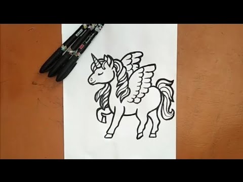 how to draw magical horse || marker drawing|| eassy drawing - YouTube
