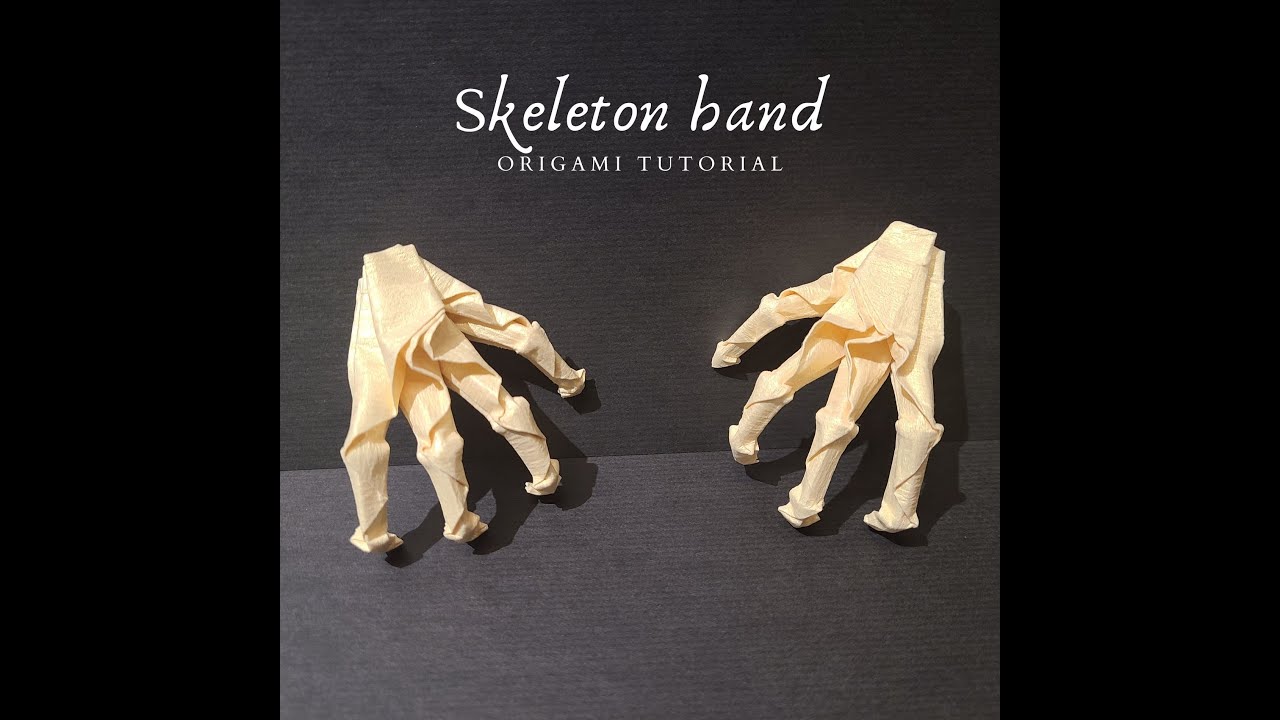 Handcraft origami skeleton hand tutorial / 手工摺紙骨頭手掌 - YouTube