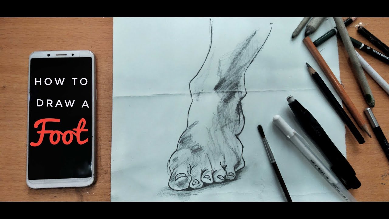 How to draw a foot | realistic sketch | by Usman's Drawing - YouTube