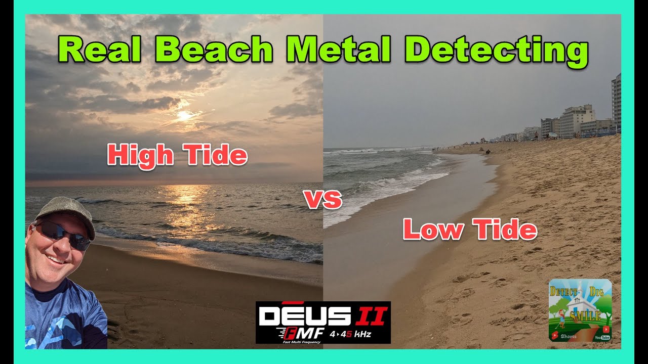 Real Beach metal detecting High tide vs Low tide Deus 2 - YouTube