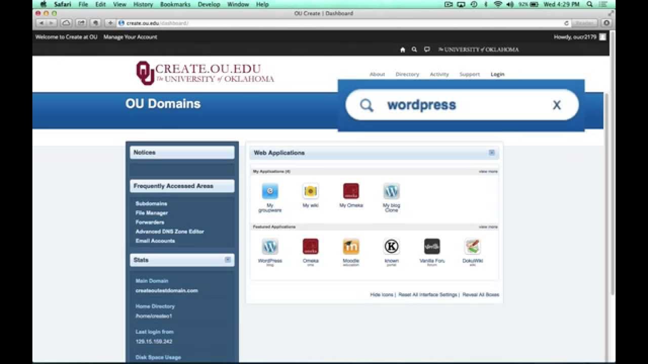 Install WordPress - Create OU Domain Tutorial - YouTube