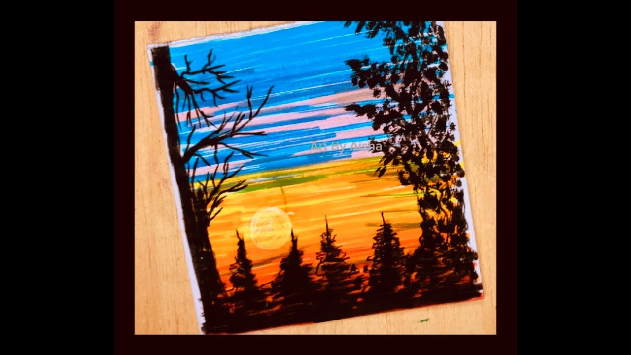 Scenery Painting |How To Draw Scenery |Marker colors art - YouTube