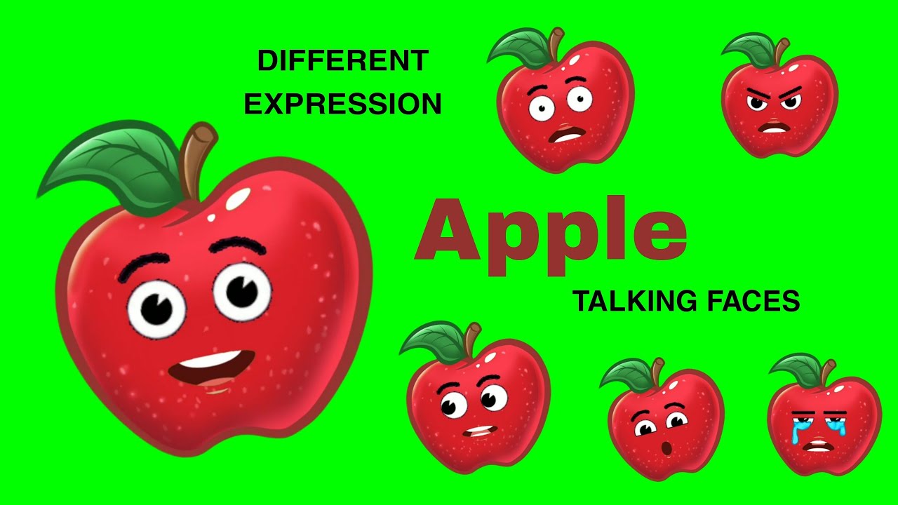 APPLE 🍎 talking face green screen with different expression | Fruit ...