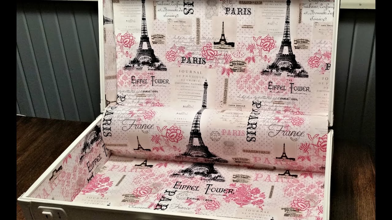 My Repurposed Life how to Line a Vintage Suitcase - YouTube