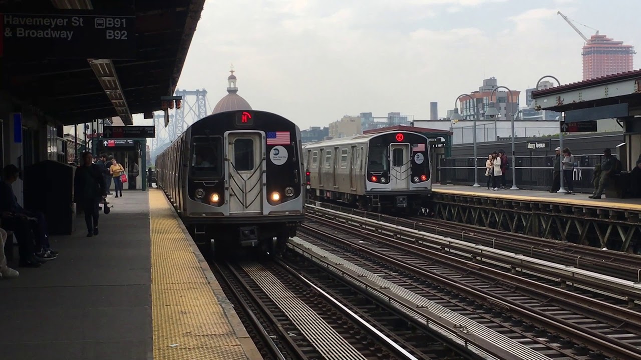 NYC Subway: J and M Trains at Marcy Avenue (BMT) [HD 1080p] - YouTube