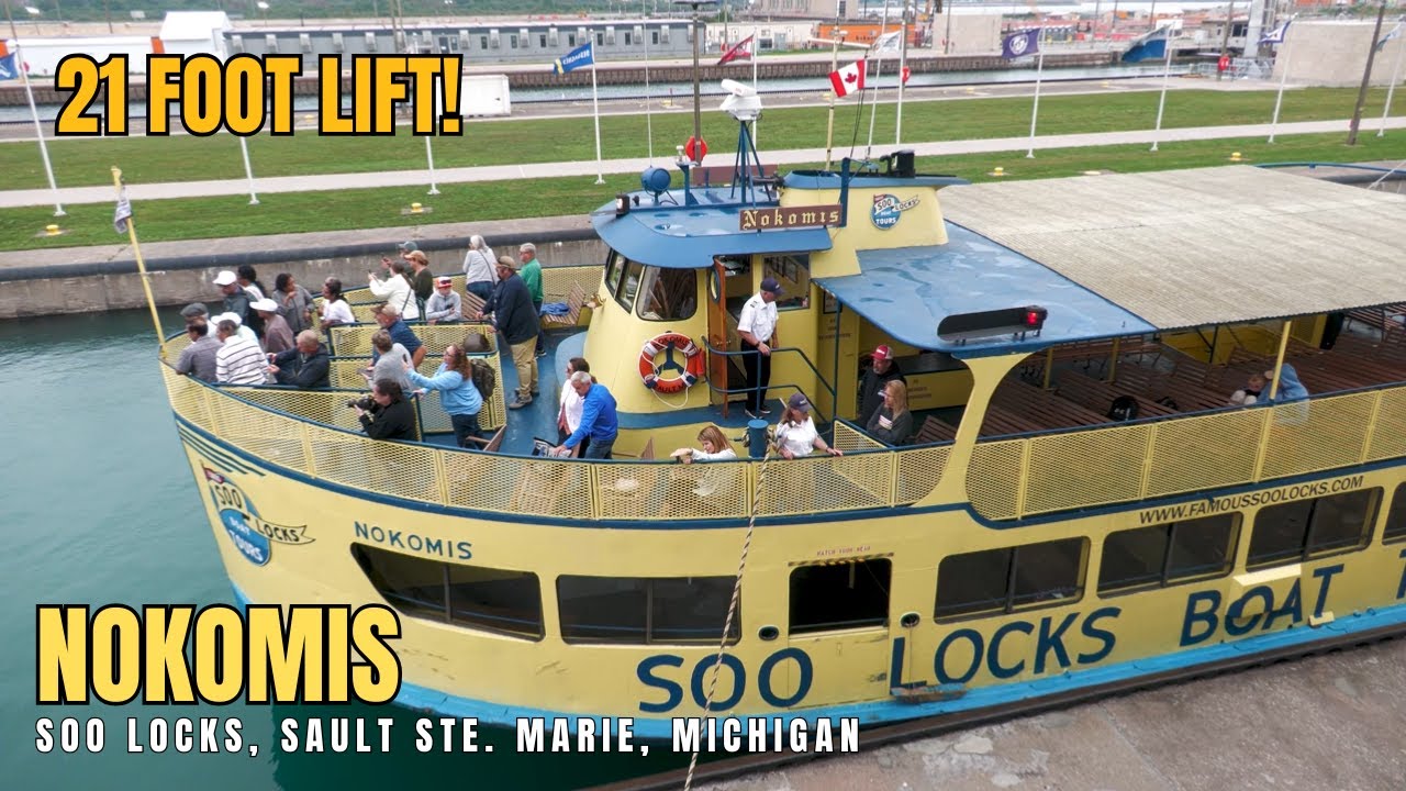 GOING UP! Soo Locks Tour Boat Rises 21 Feet in MacArthur Lock - YouTube