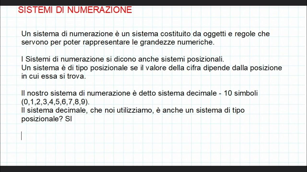INFORMATICA: INTRODUZIONE AI SISTEMI DI NUMERAZIONE POSIZIONALI - YouTube
