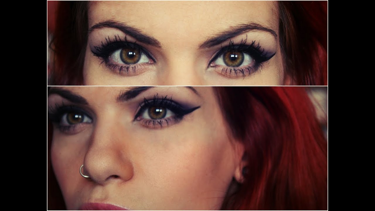 Winged dramatic cat eye - YouTube