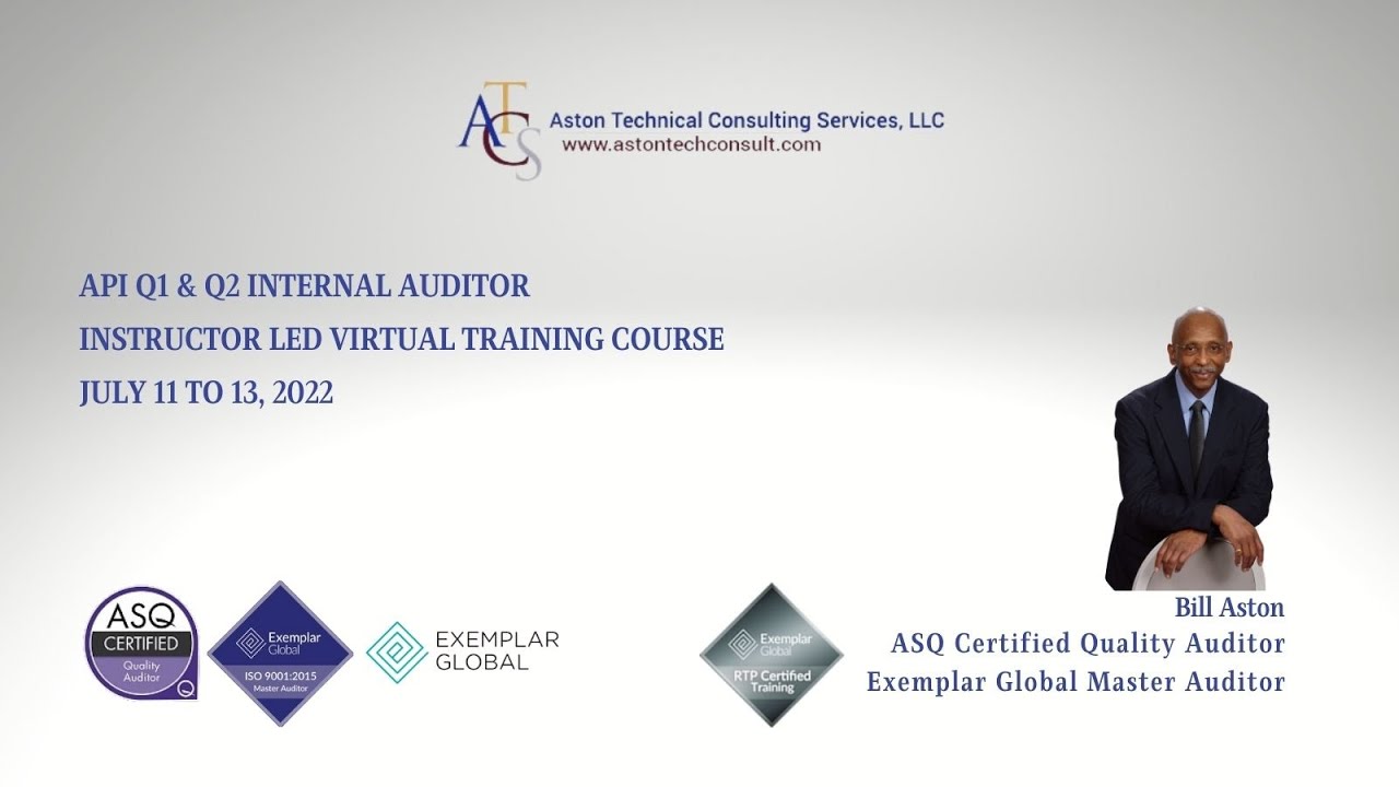 API Q1, APIQ2, and ISO 9001 Internal Auditor Training - YouTube