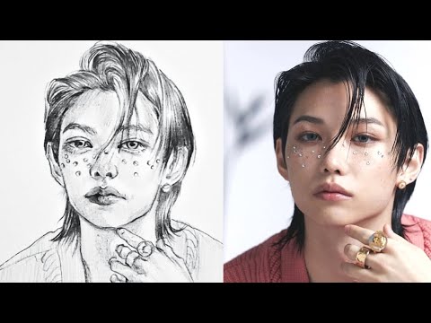[Pencil Sketch] drawing Lee Felix Stray kids /skz felix / portrait ...