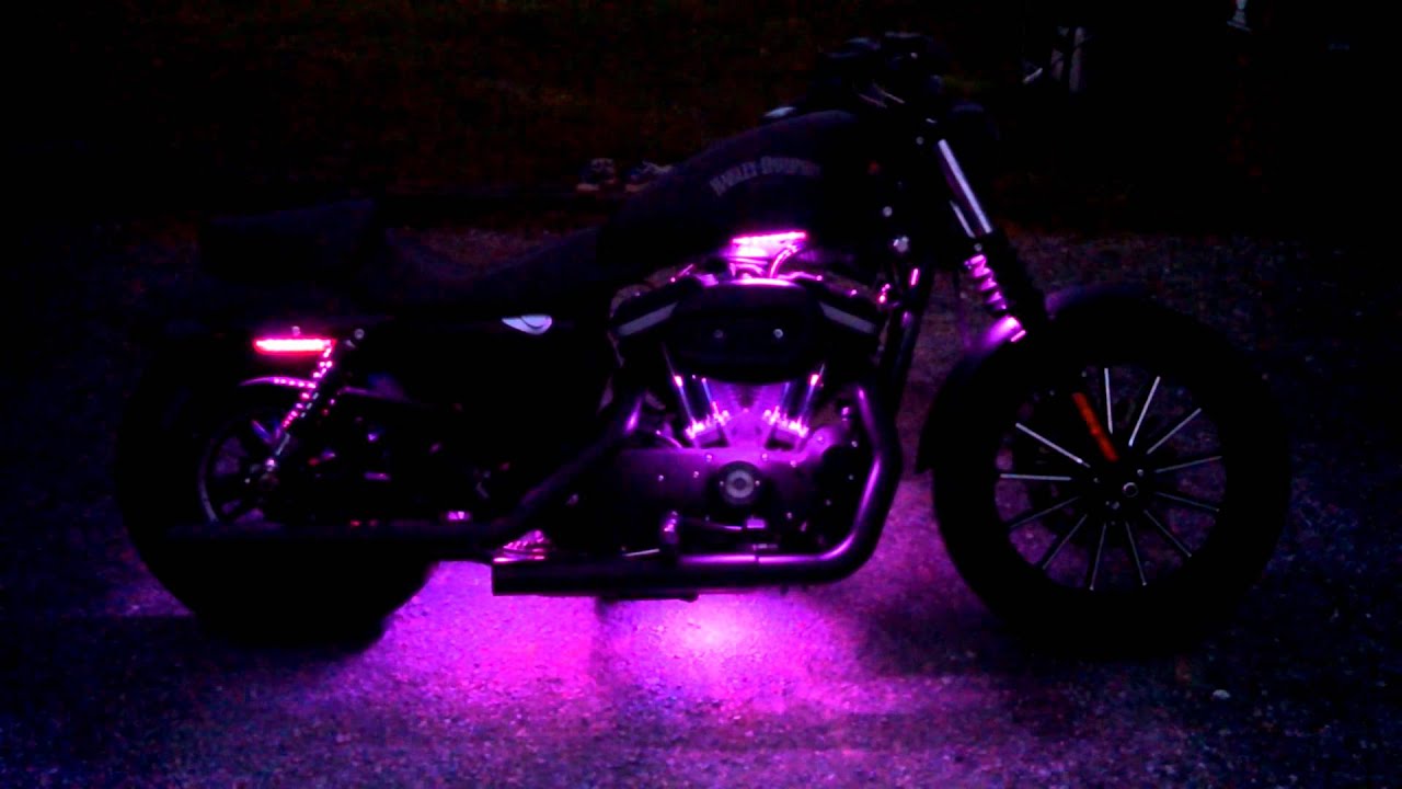 Iron 883 with 15 color Lexinmoto led light kit - YouTube
