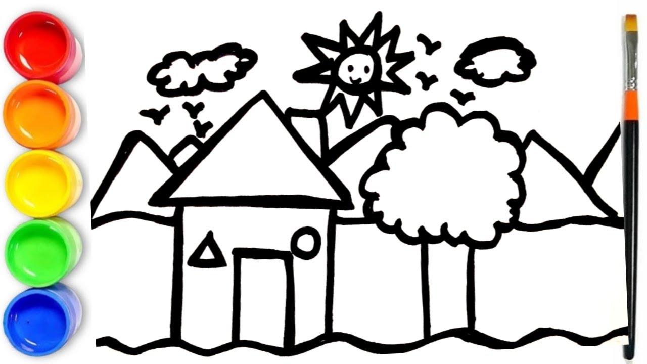 Drawing House Form Shapes, How to draw a House, House Drawing Step By ...