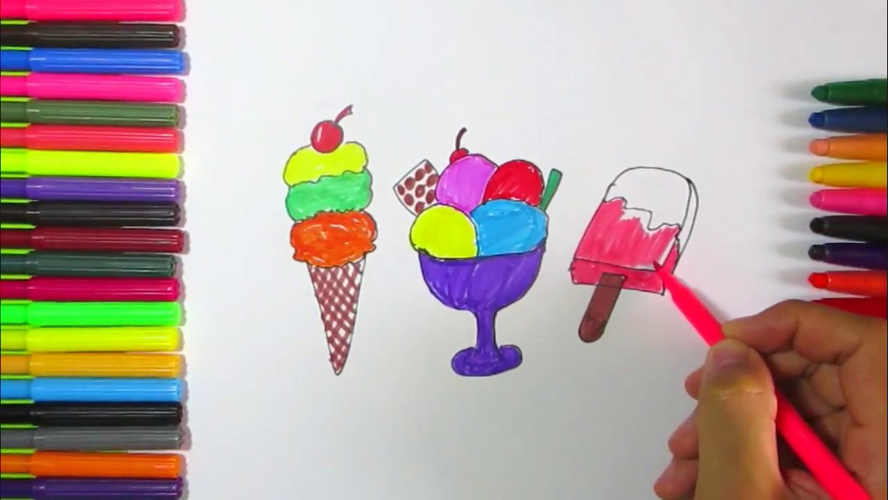 How To Draw And Color Ice Cream | Drawing And Coloring Art For Kids 😋 ...