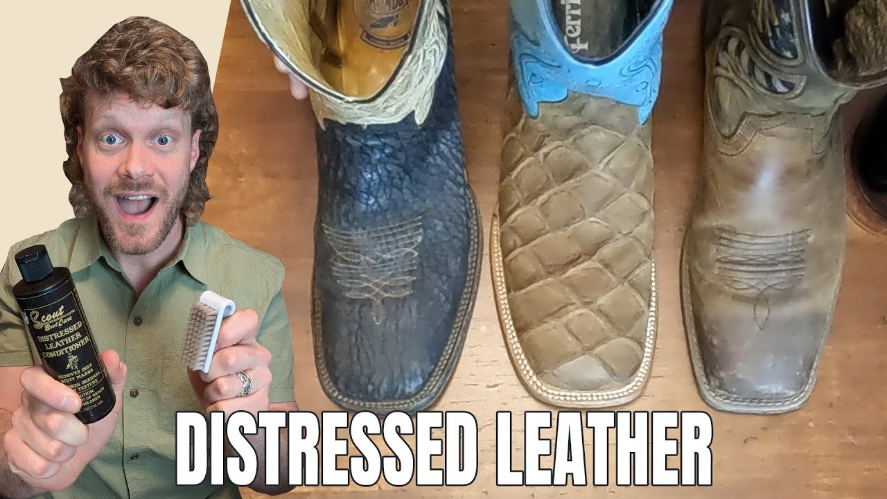 Conditioning Distressed Leather Cowboy Boots - YouTube