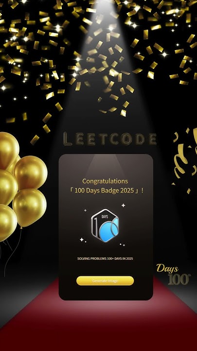 I completed 100 days of Leetcode Challenge. Got my 100 days badge today ...