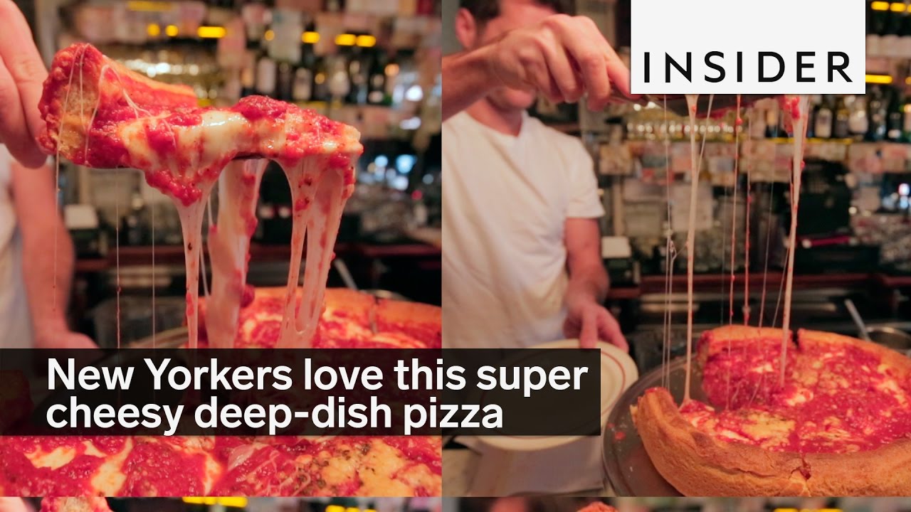 New Yorkers love this super cheesy deep-dish pizza - YouTube