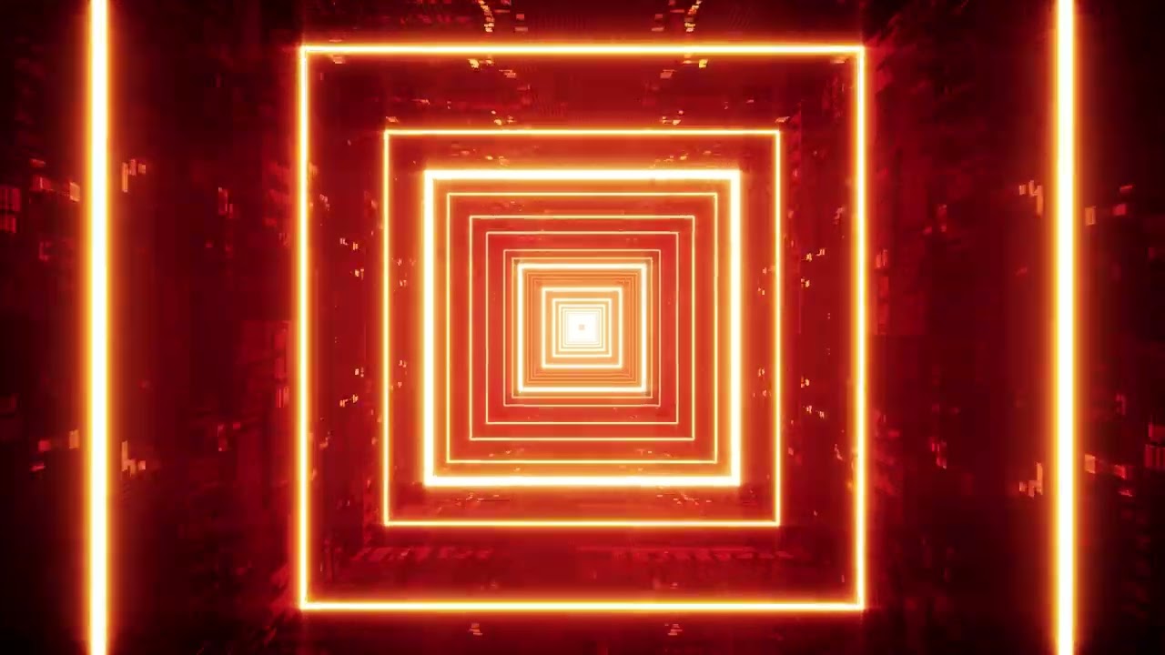 Glowing Hypnotic Red Square Light Cyber Tunnel - YouTube