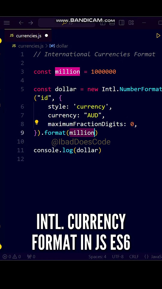 🥰🥰 International Currency Formatter In Javascript Es6 Shorts Programming Javascript Coding