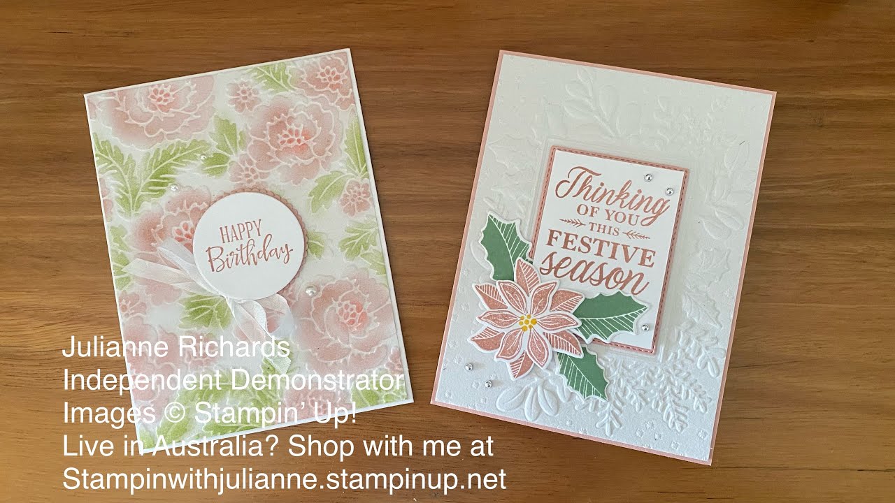 Two cards featuring the Snowy White Velvet Sheets from Stampin Up ...