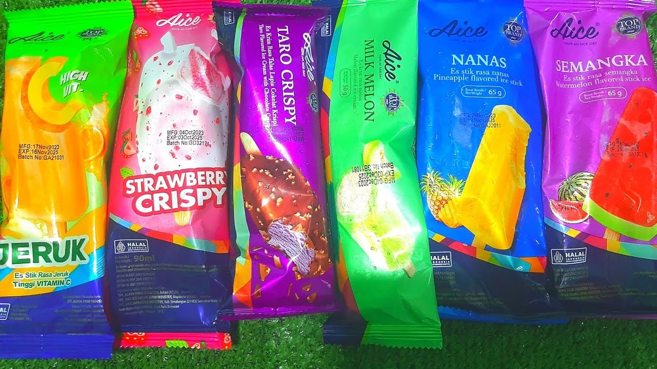 ASMR ICE CREAM AICE 🍦TARO CRISPY, MILK MELON, STRAWBERRY CRISPY, WATER ...