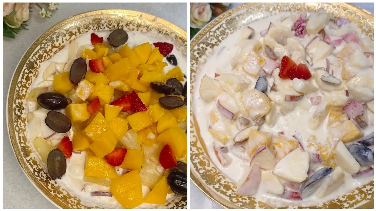 Cream Fruit Chaat Recipe | Cream Fruit Chaat Ki Recipe | Easy Cream ...