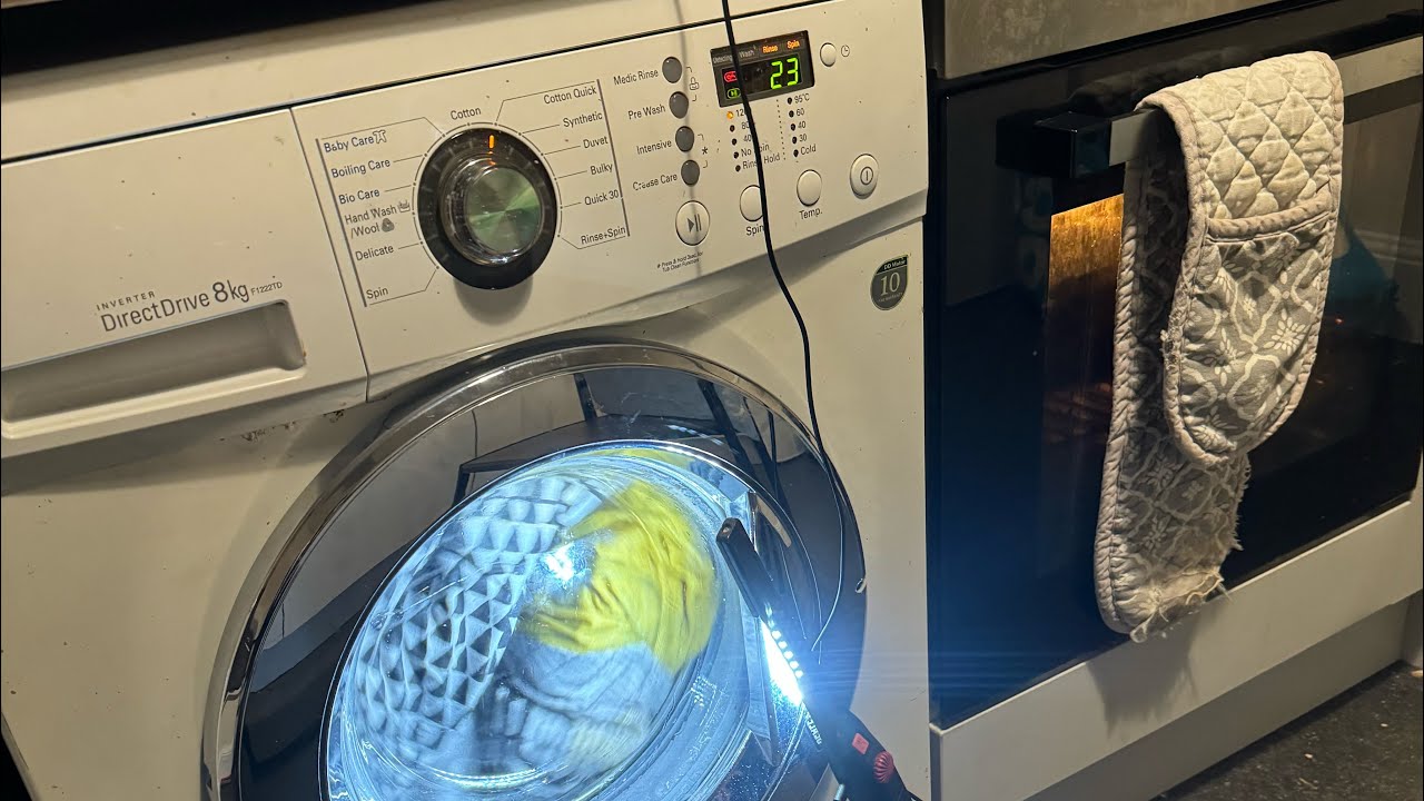 LG washing machine F1222TD 1st spin and rinse 15kg sud lock - YouTube