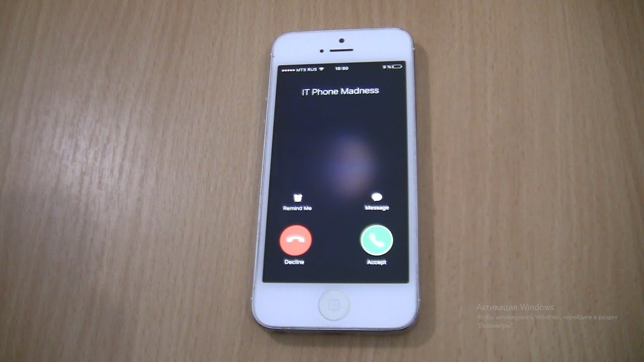Apple Iphone 5 with iOS 9 incoming call - YouTube