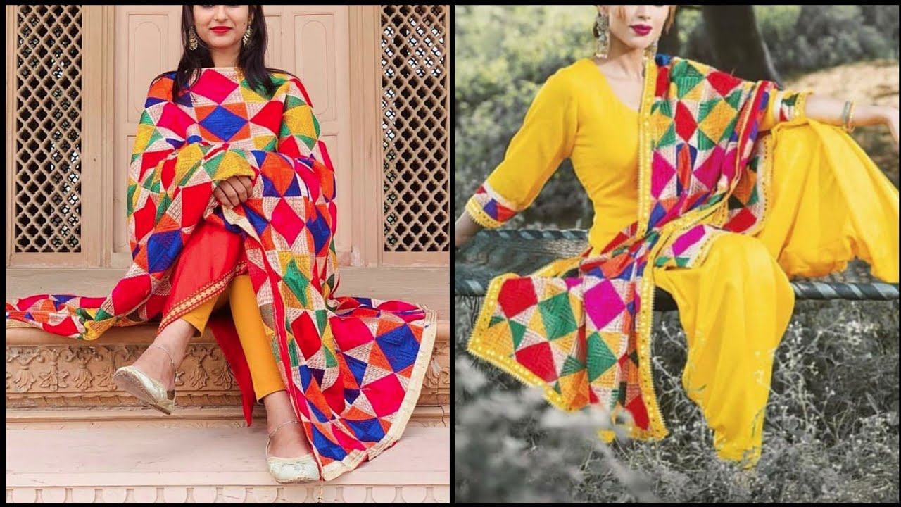 Stylish Phulkari Suit Designs 2020 || Punjabi Phulkari Suit || - YouTube