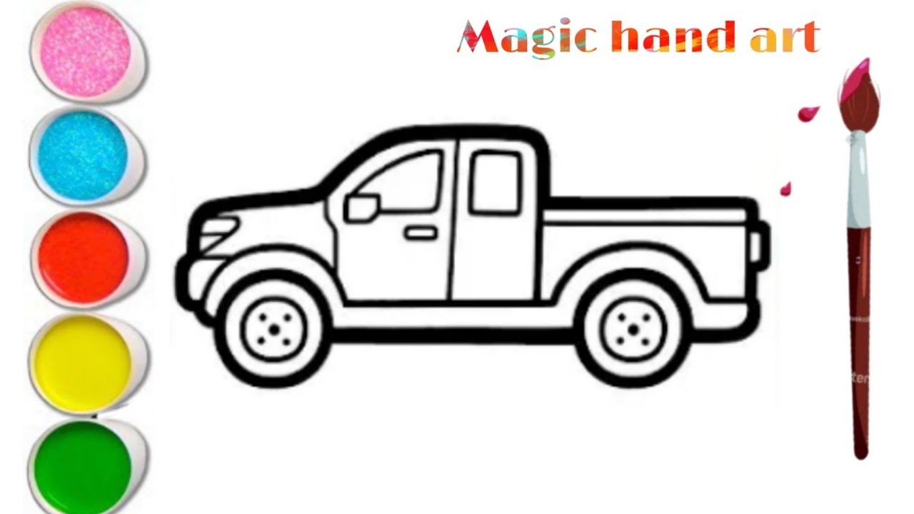 How to draw a pickup truck | drawing and painting for kids toddlers ...