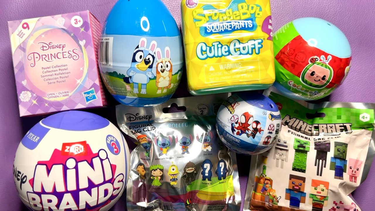 Bluey, Cocomelon, mini brands, Minecraft toys unboxing #asmr - YouTube