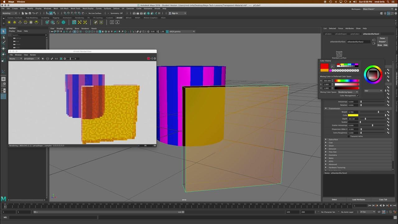 Maya 2019 - Transparent Shaders / Materials with the Arnold Renderer - YouTube