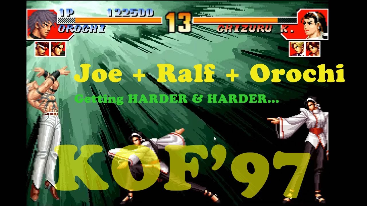 KOF'97 - Joe + Ralf + Orochi - Game getting HARDER & HARDER... AI ...