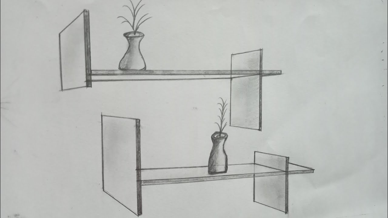 How to draw wall shelves || One point perspective - YouTube