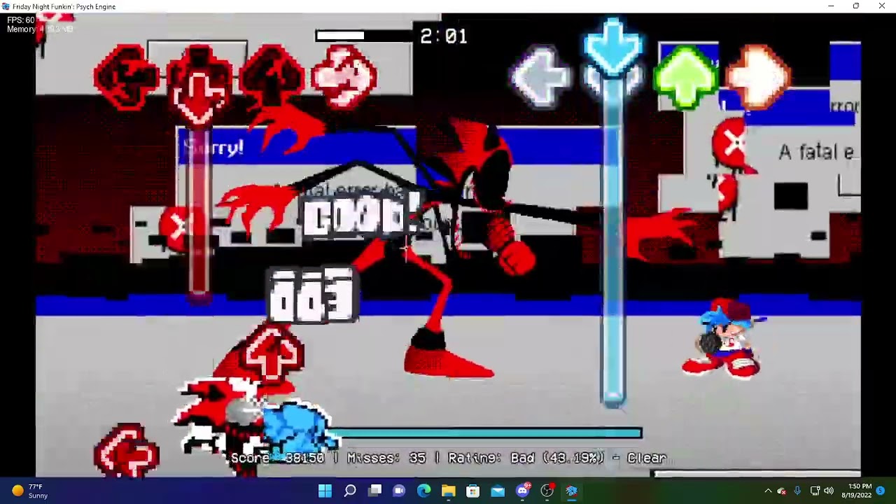 playing fatality fnf encore vs sonic.exe 2.5/3.0 youtube difficulty ...