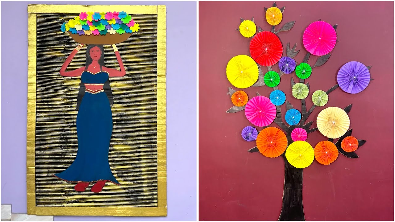 DIY Colorful Wall Art | Handmade Woman & Floral Tree Decorations - YouTube
