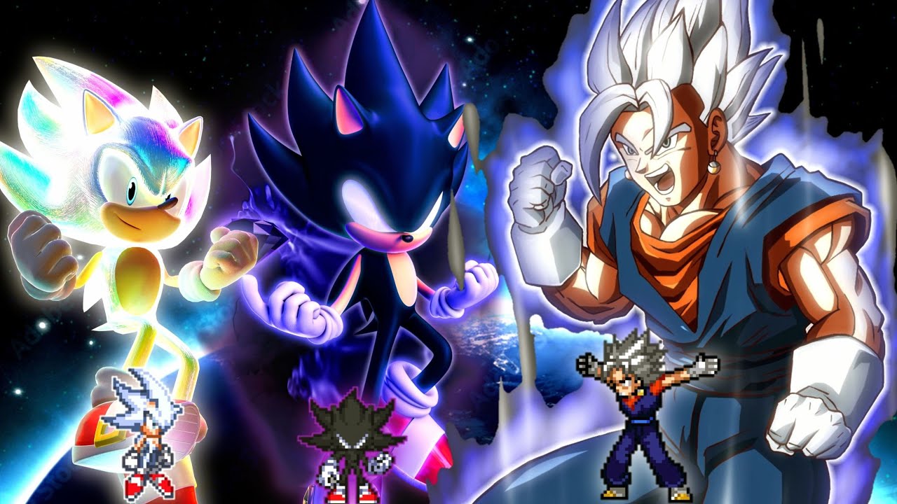 Dark Sonic V2(New) & Super Sonic Chaos OP VS Vegito OP (All Form) in ...