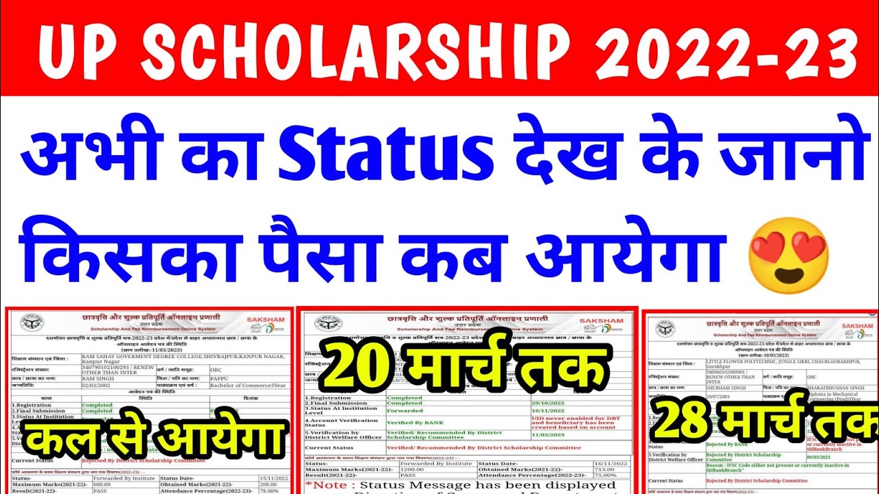 Up Scholarship Status 2022 23 Up Scholarship Latest News Today Up