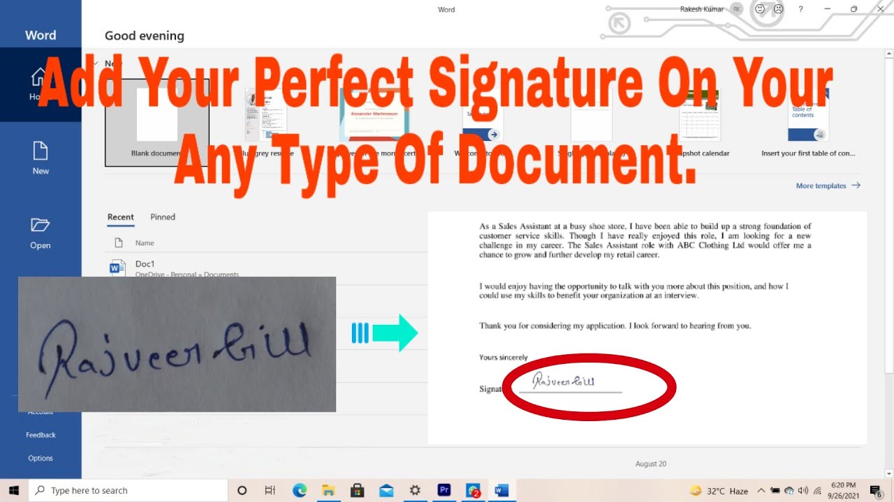 How To Add Signature On Documents By Using Microsoft Word 2019 - YouTube