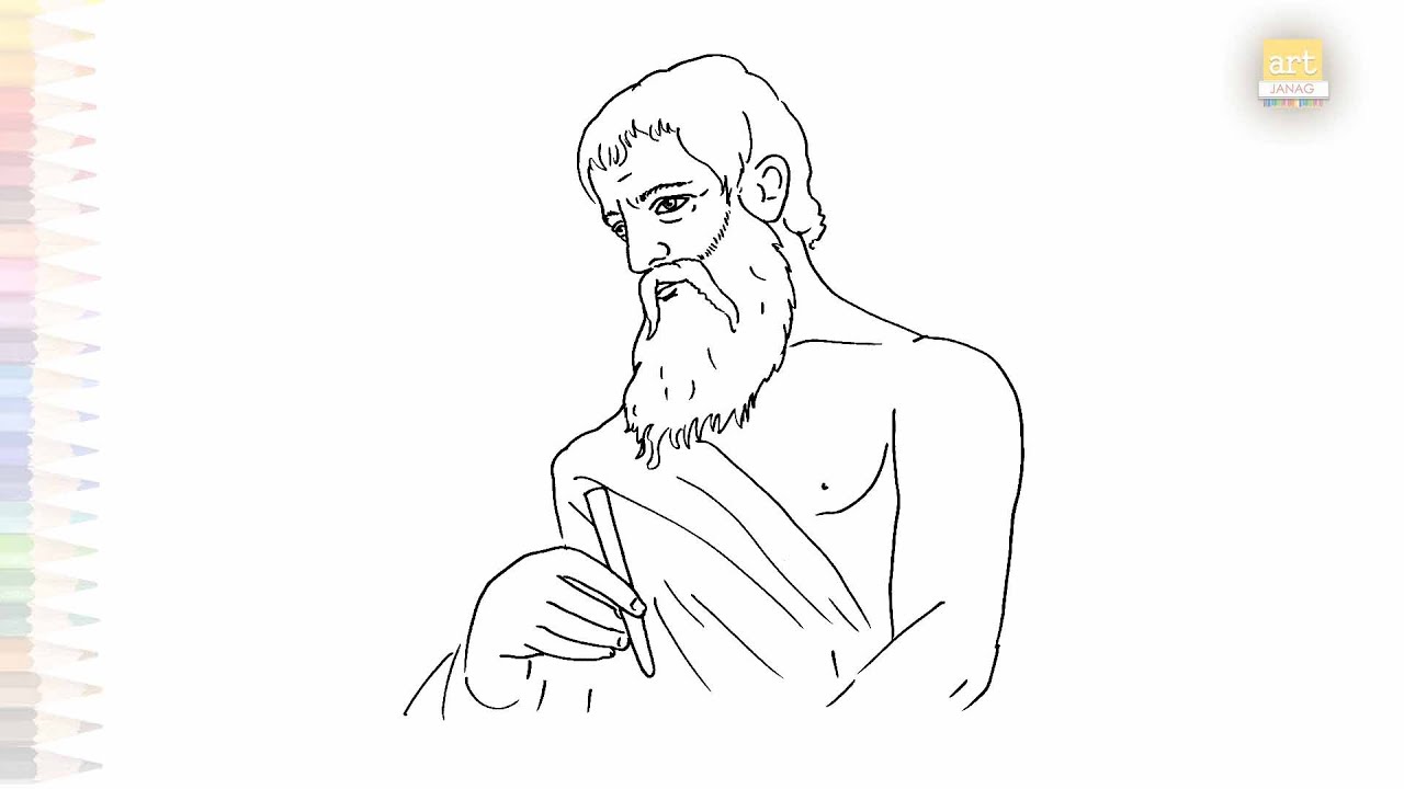 Euclid drawing easy | Greek Art drawings | How to draw Euclid step by ...