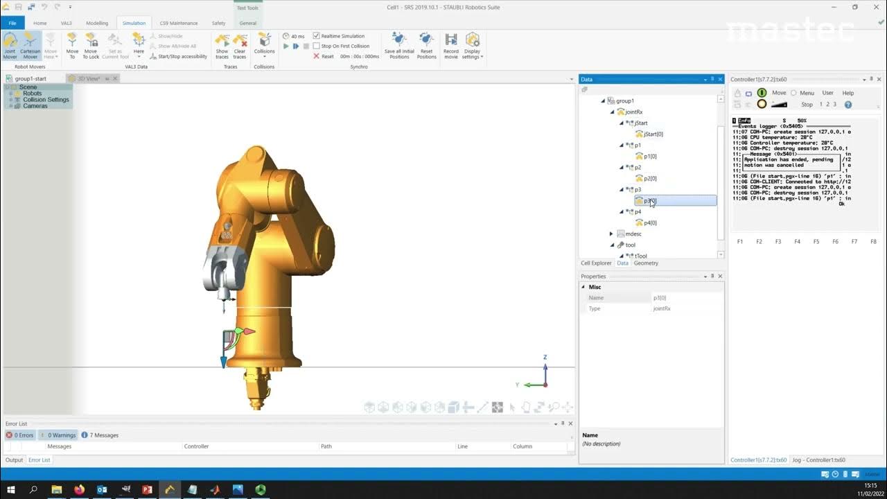 Simulation of Simple Movements of Stäubli TX60 Robot in the Stäubli Robotics Suite - YouTube