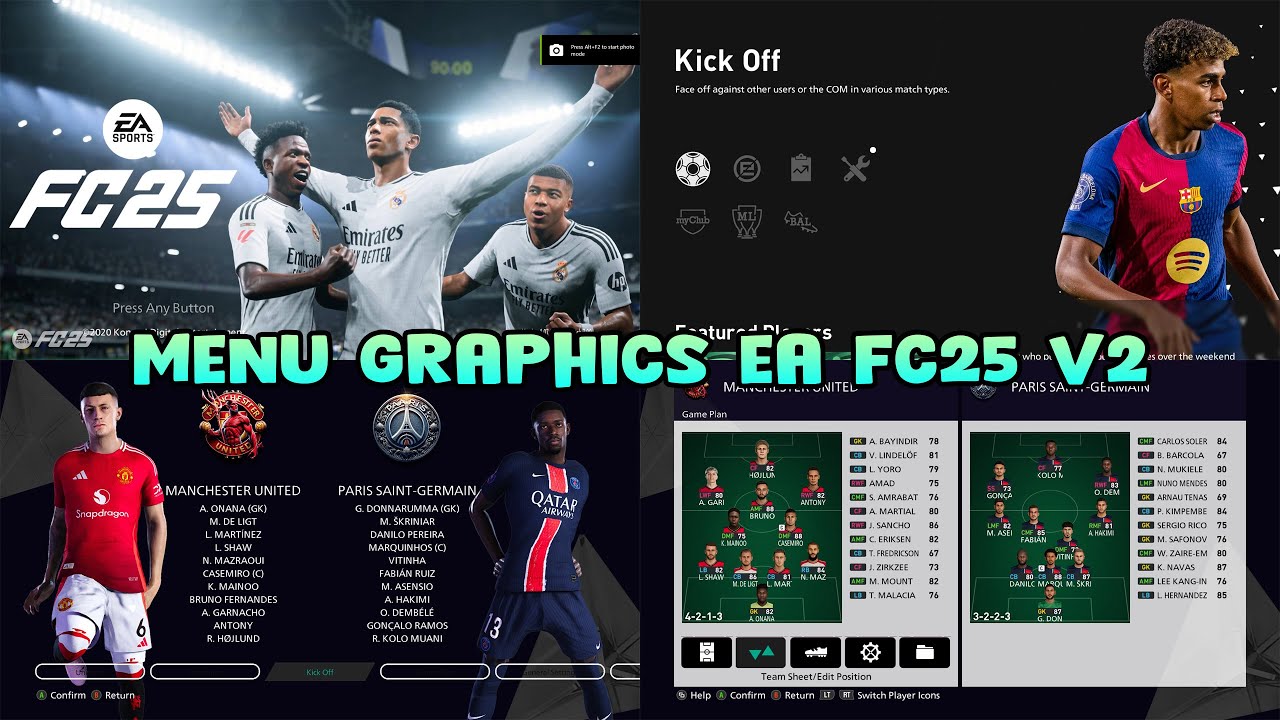 MENU GRAPHICS EA FC25 V2 - PES 2021 & FOOTBALL LIFE 2024 - YouTube